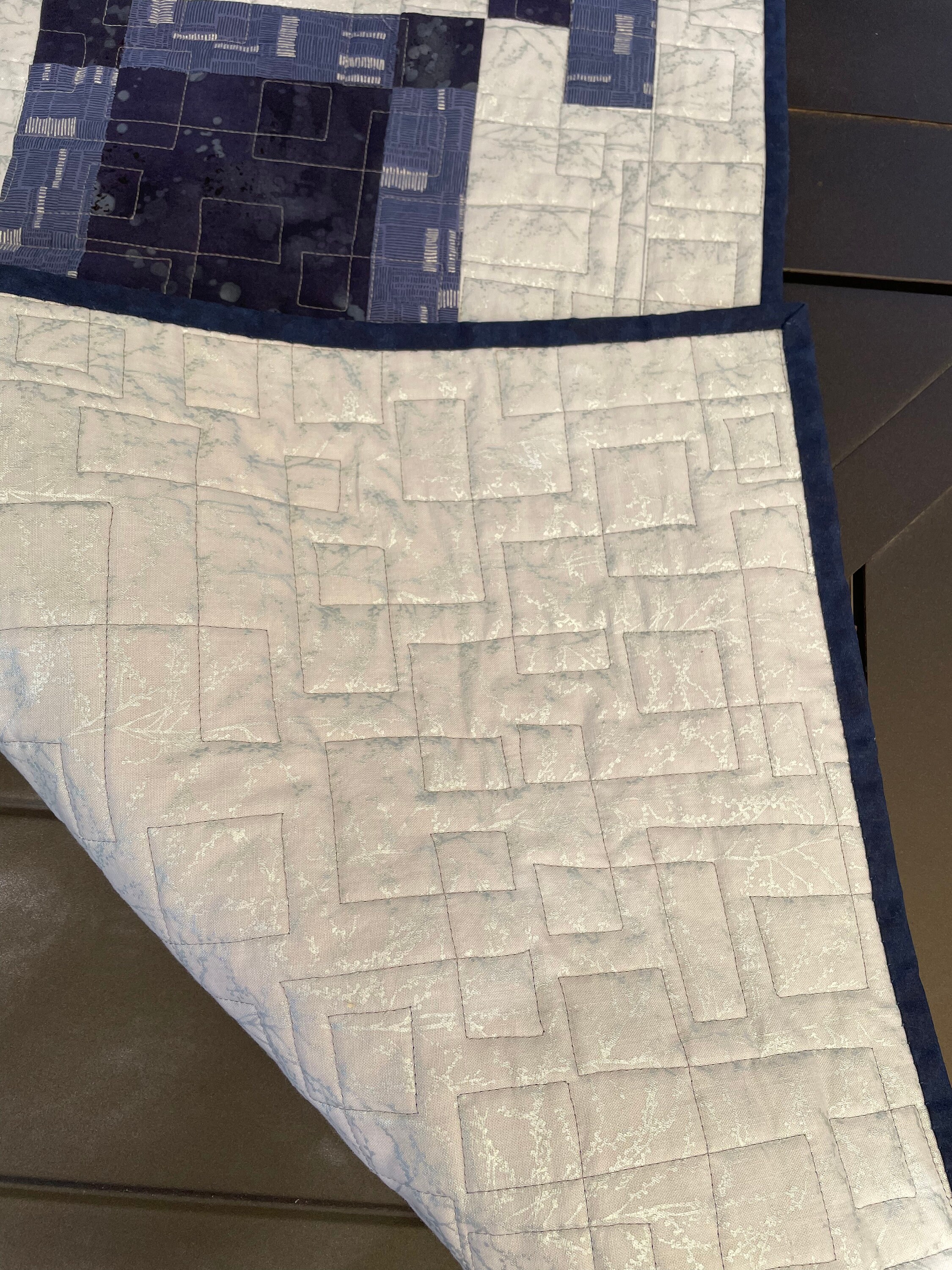 Blue and Silver Table Runner/handmade Quilted Table Runner/handmade ...