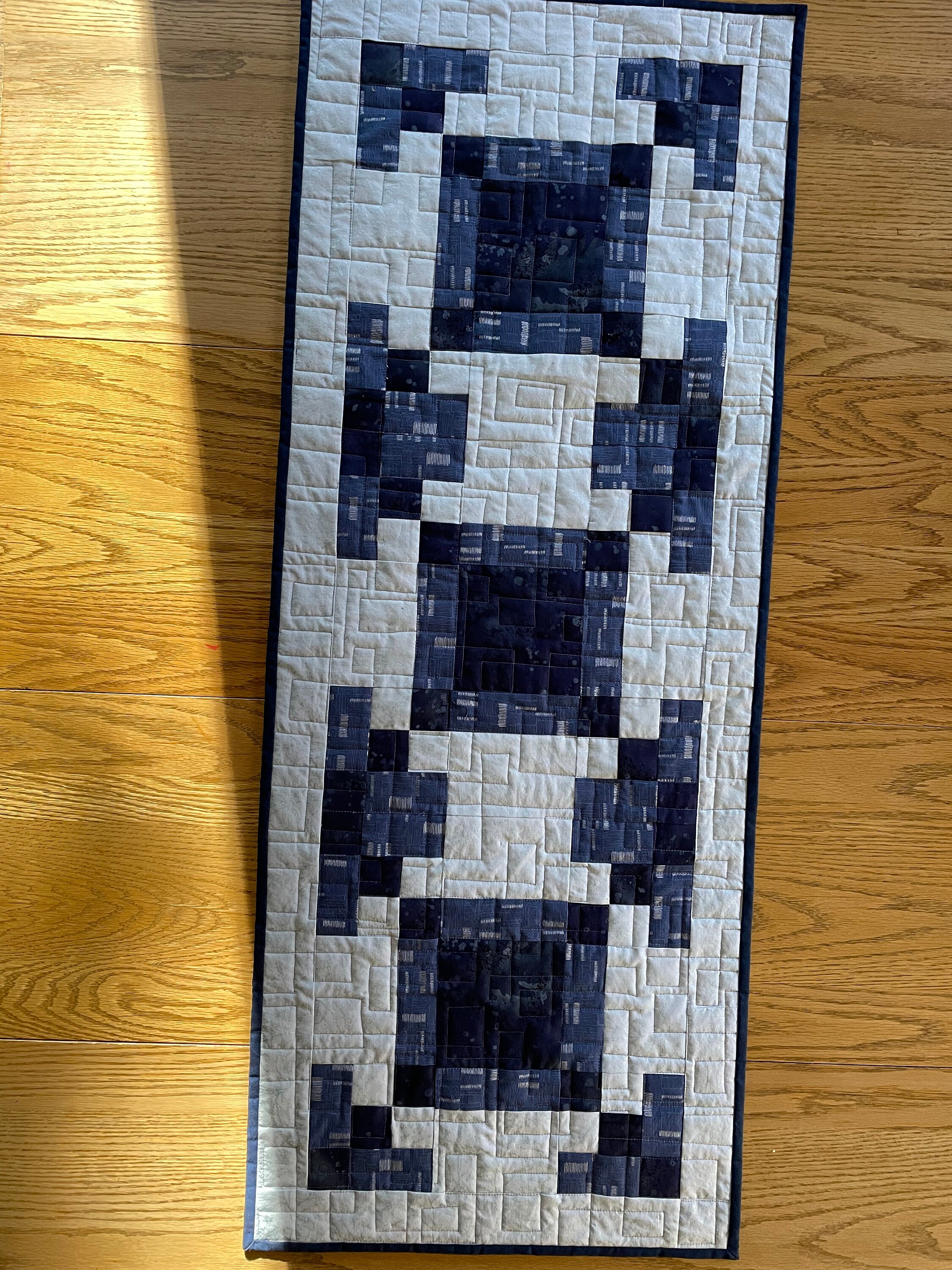 Blue and Silver Table Runner/handmade Quilted Table Runner/handmade ...