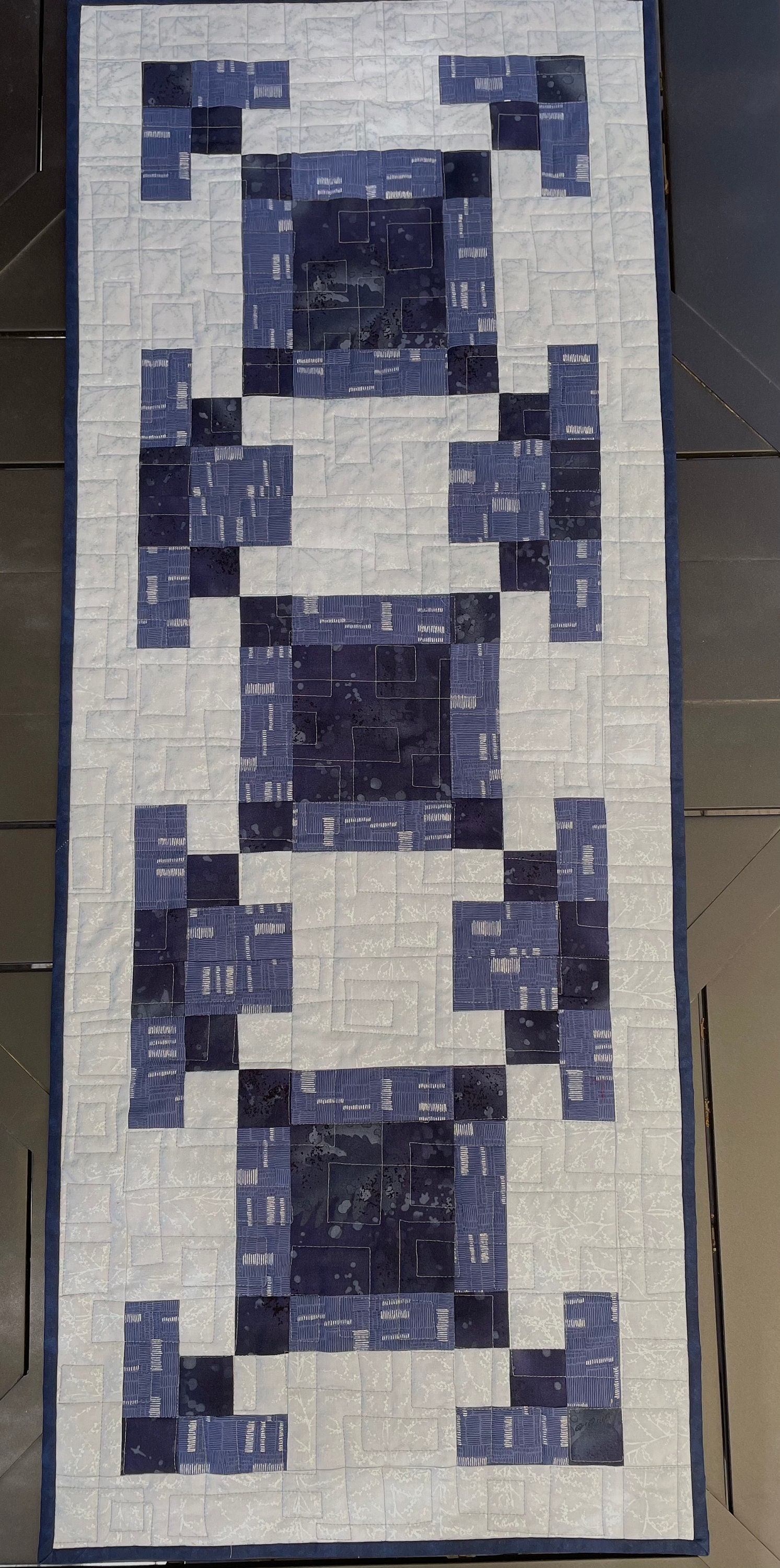 Blue and Silver Table Runner/handmade Quilted Table Runner/handmade ...