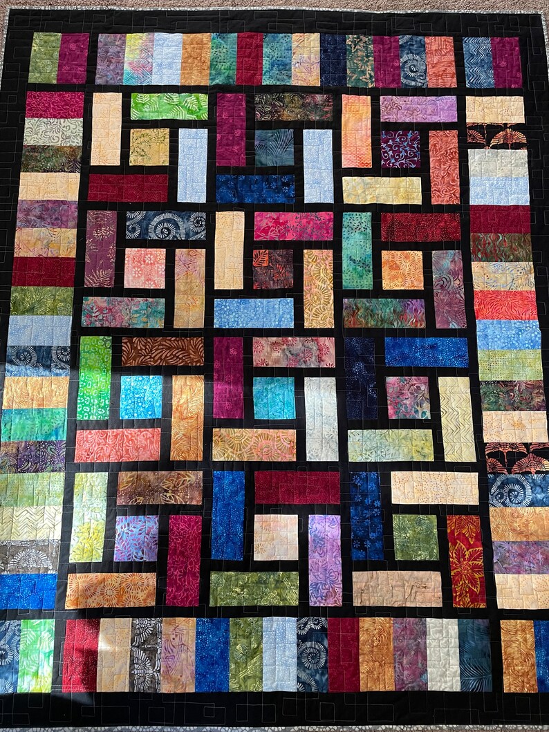 Batik Stained Glass Quilt/quilts for Sale/handmade Quilts/modern Quilt ...