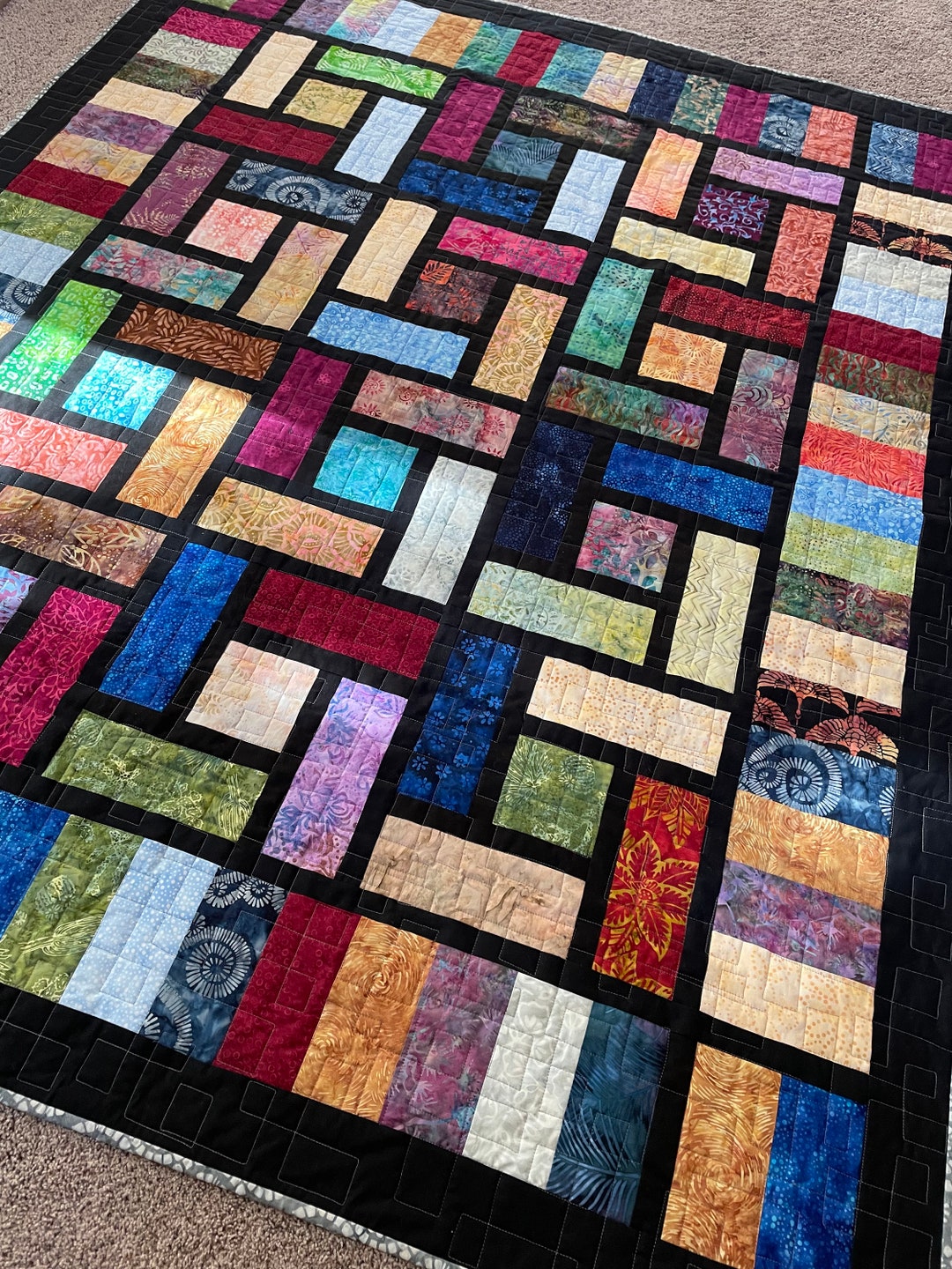 Batik Stained Glass Quilt/quilts for Sale/handmade Quilts/modern Quilt ...
