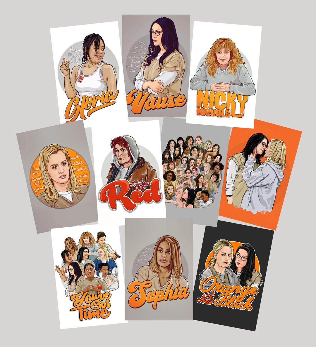 OITNB Orange is the New Black Fan Art Pack 10 Postcard Sized Prints ...