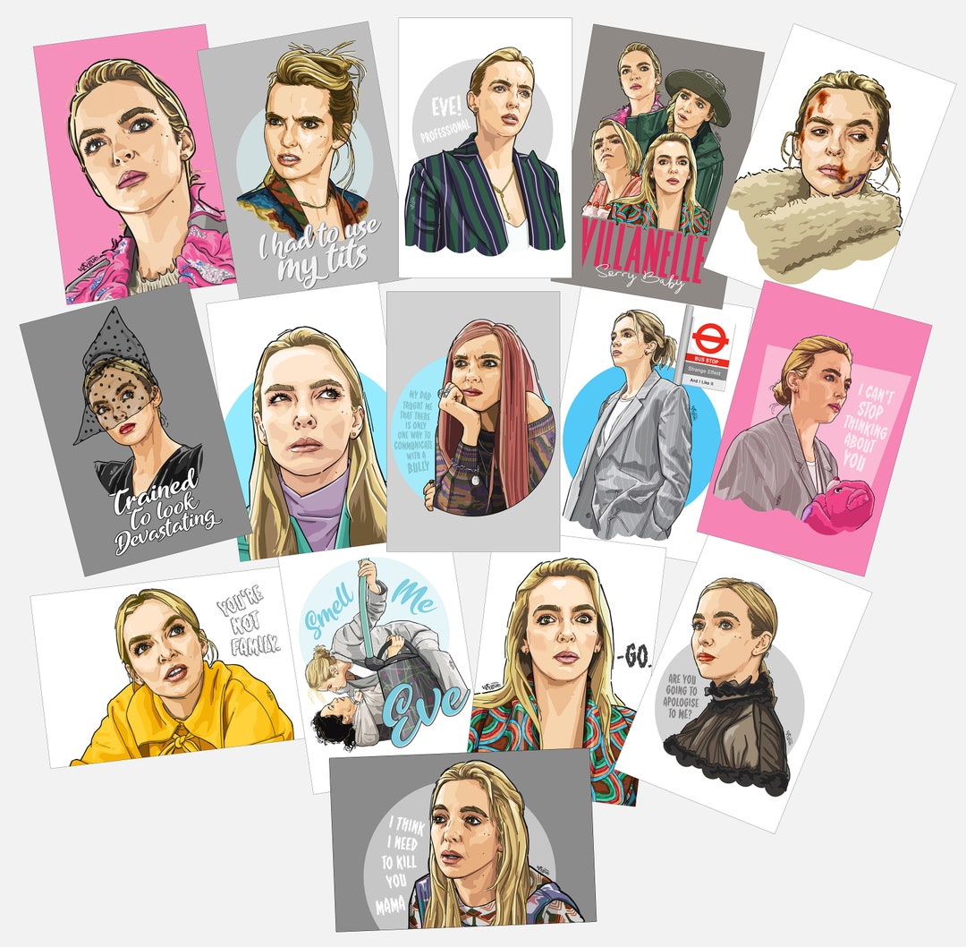 Killing Eve Villanelle Bumper Art Pack 15 Postcard Sized 4x6inch Mini ...