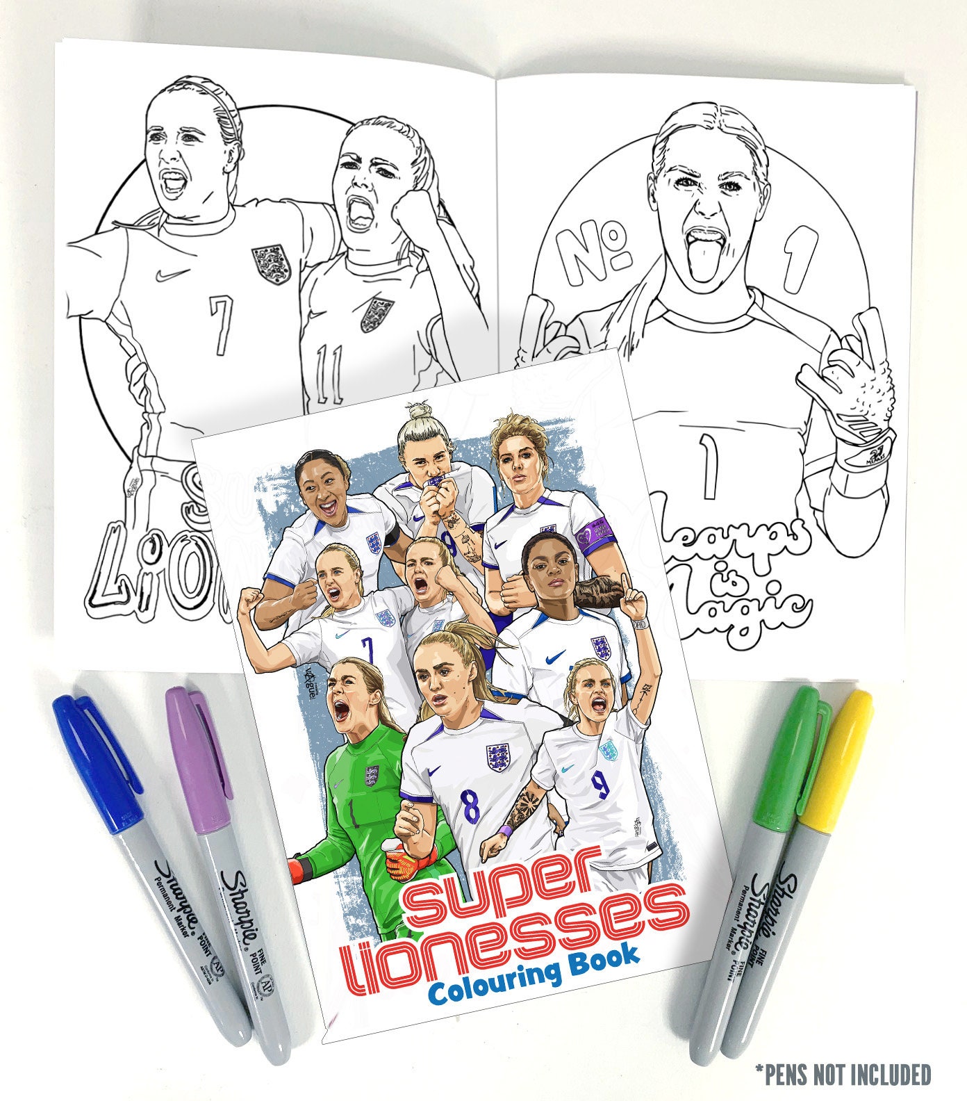 Lionesses England Colouring Book A5 Size 15x21cm 12 Pages With FREE ...