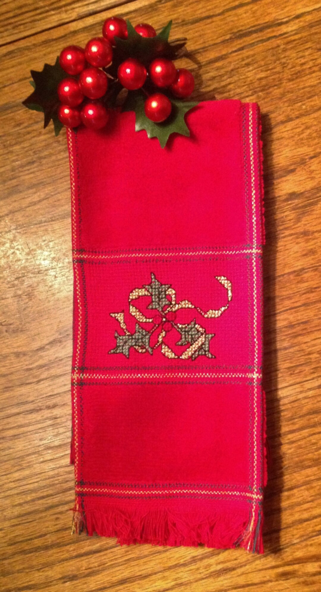 Cross Stitched Fingertip Towel - Etsy