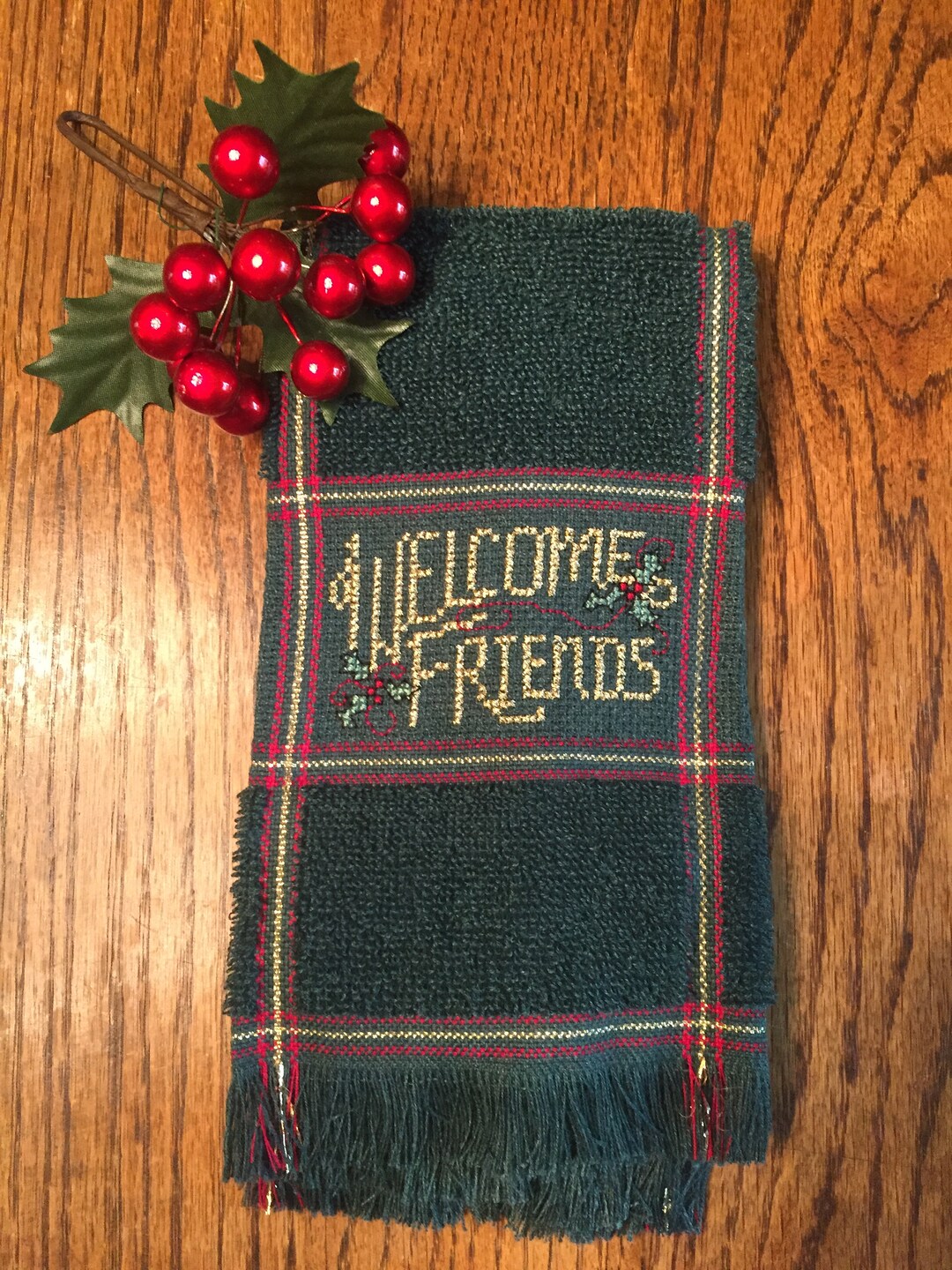 Cross Stitched Fingertip Towel - Etsy
