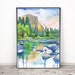 Yosemite Poster National park Art Travel Print Watercolor | Etsy