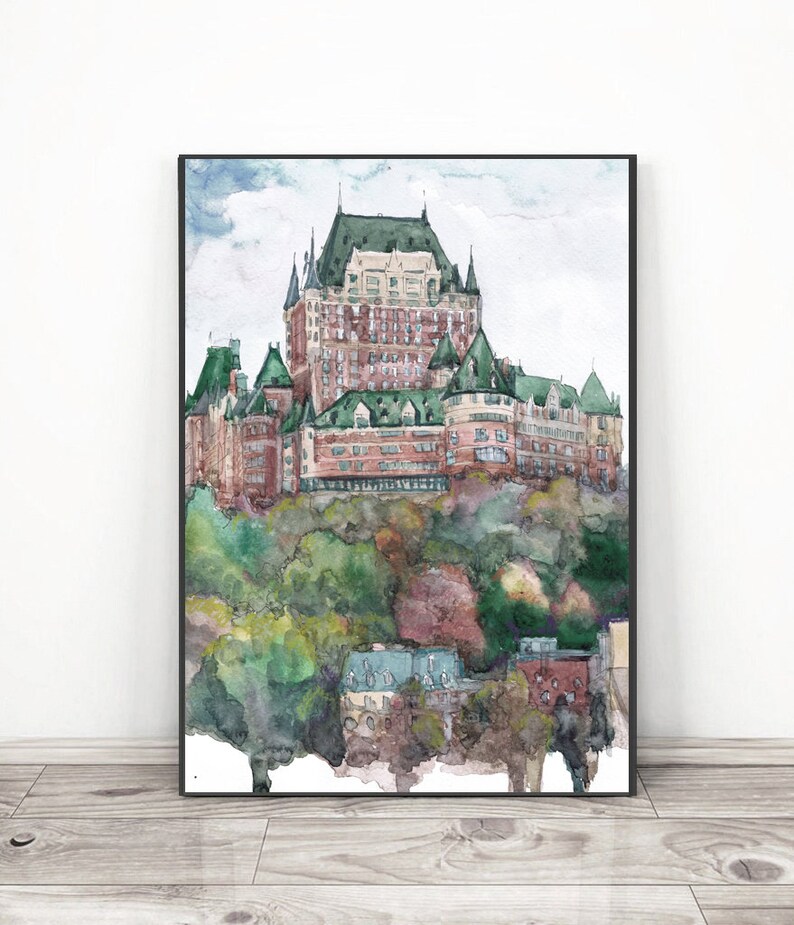 Quebec City Skyline Canada Art Print Watercolor Painting - Etsy