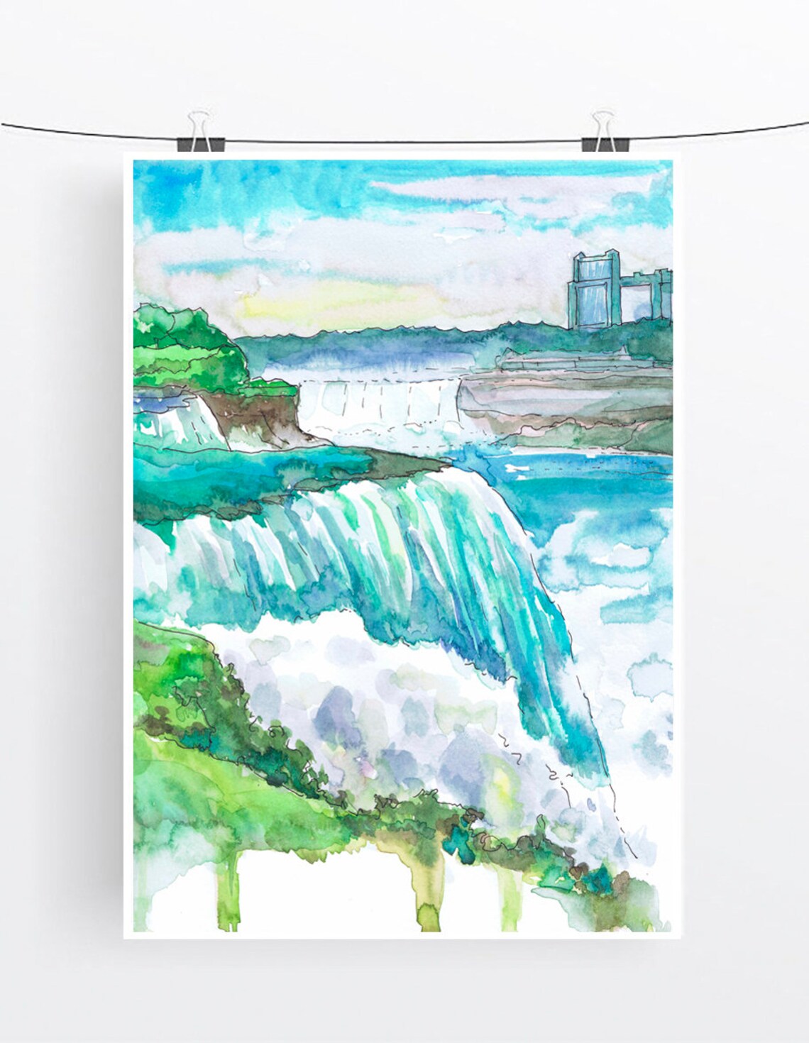 Niagara Falls Print Watercolor Painting NY State Parks Wall - Etsy