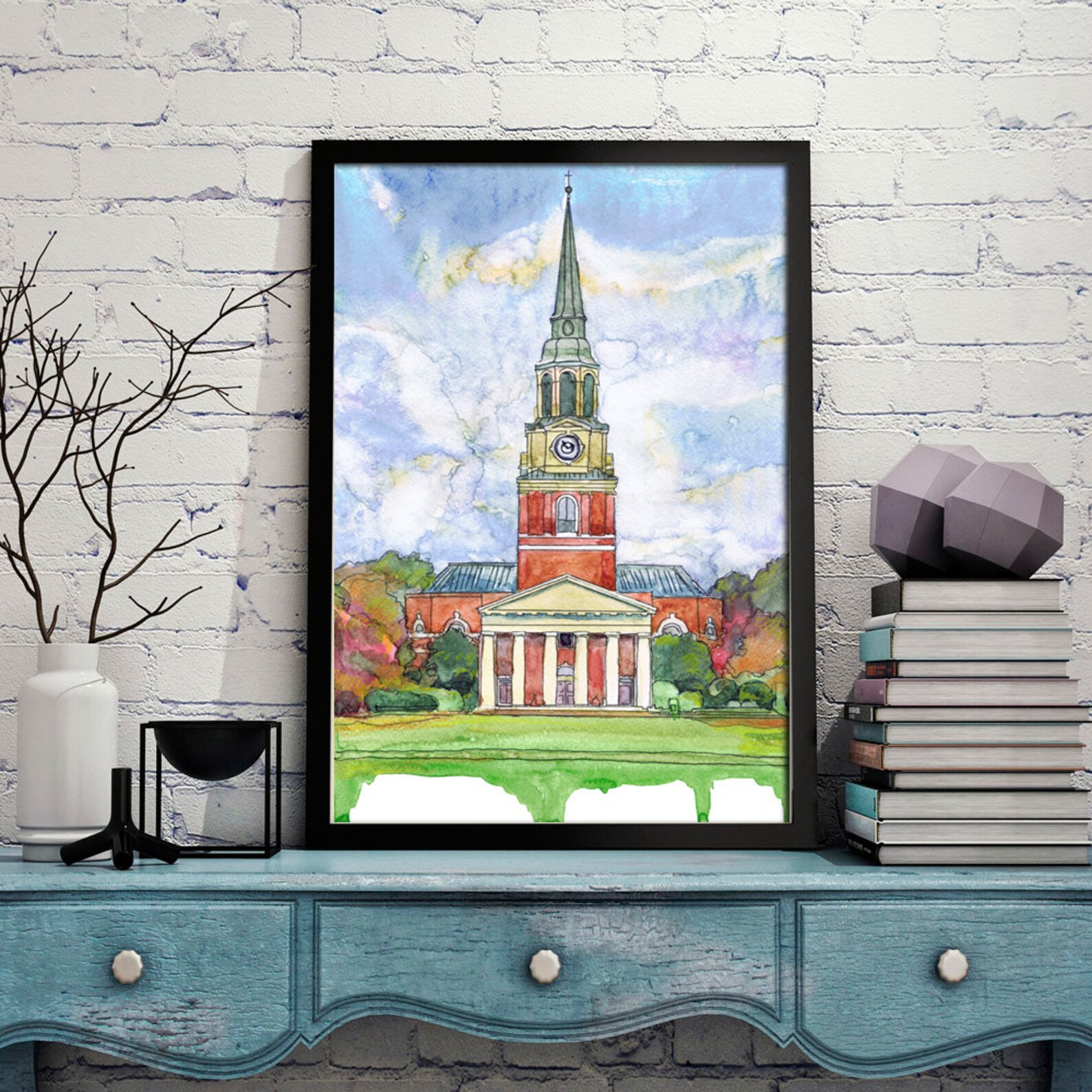 Wake Forest University Art Print Winston-salem Cityscape Wall - Etsy
