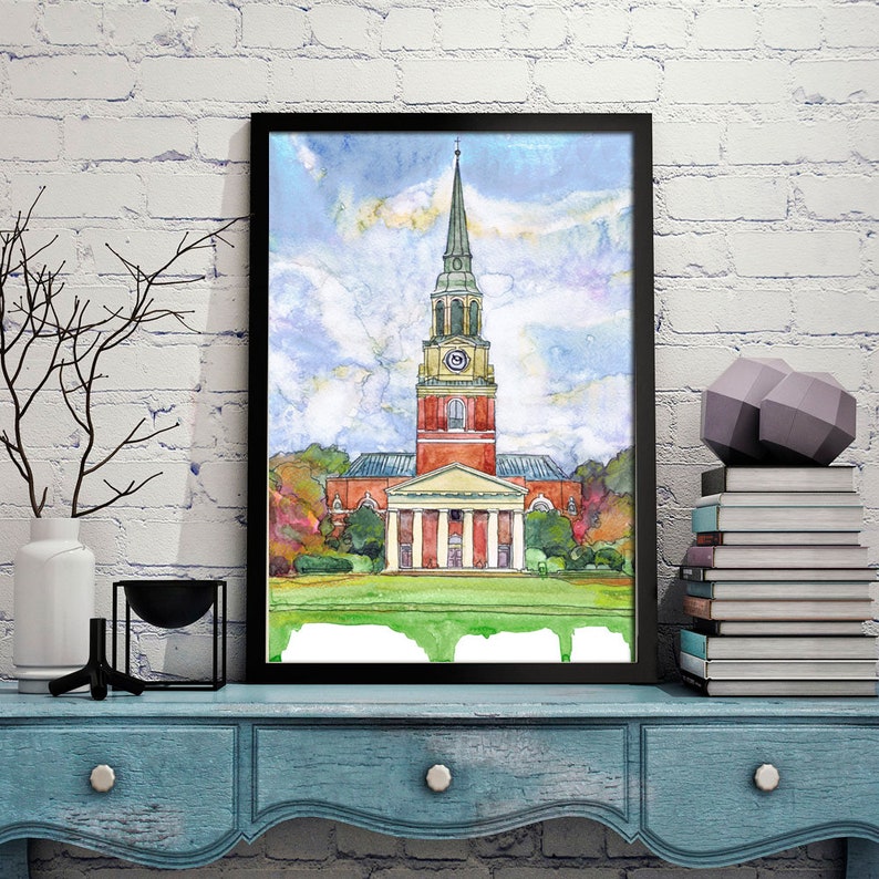 Wake Forest University Art Print Winston-salem Cityscape Wall | Etsy