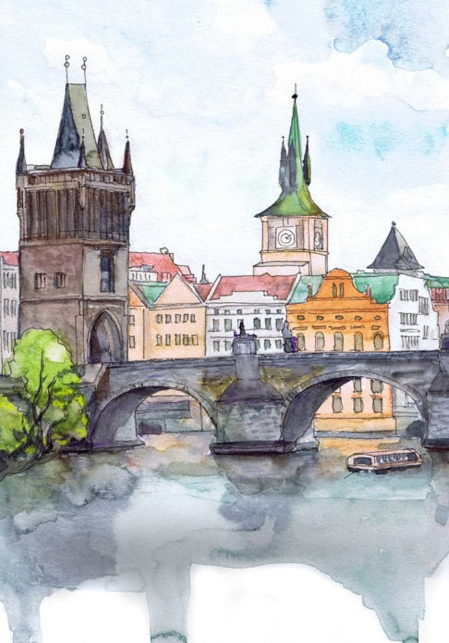 Prague art Czech Republic Wall art Europe Print Charles | Etsy