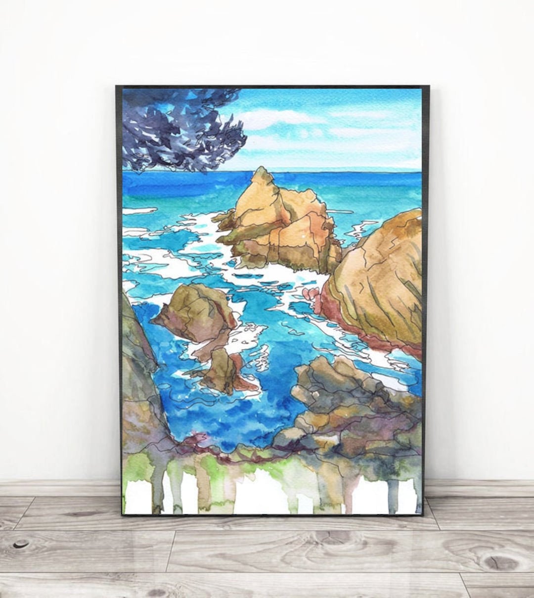 Monterey California Art Print Point Lobos Coast Wall Art, Watercolor ...