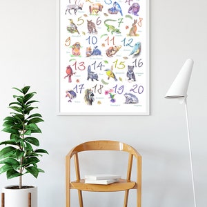 Woodland Animals Numbers Poster, Watercolor Nursery Art, Playroom ...