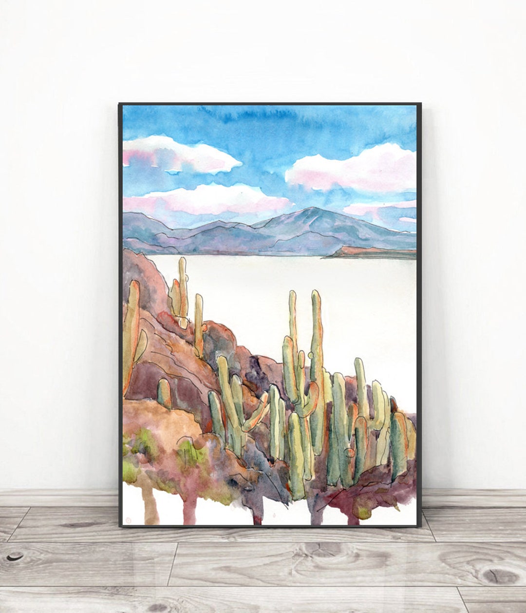 Salar De Uyuni Bolivia Art Print: Watercolor Landscape Painting - Etsy