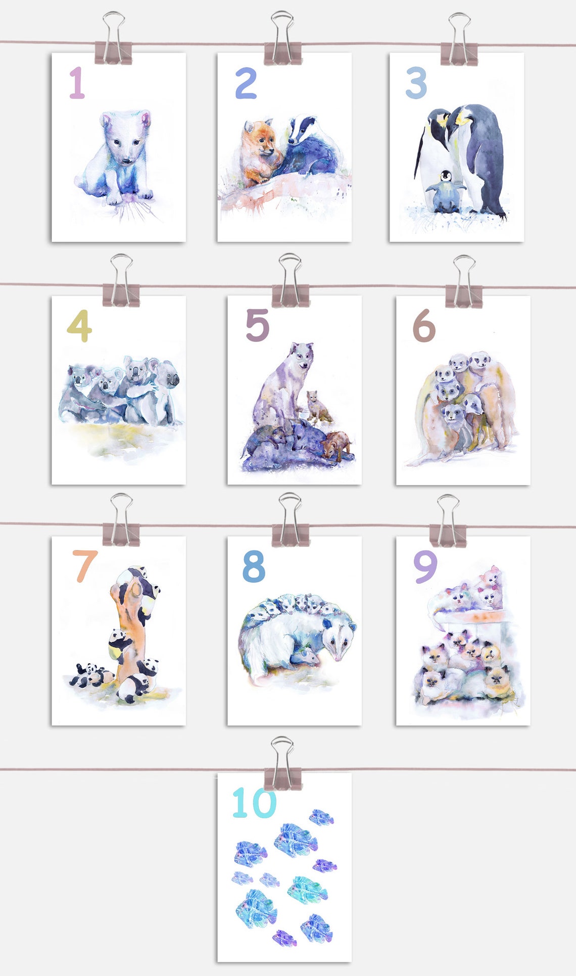 Numbers Flashcards 123 Flash Cards Set Playroom Nursery - Etsy