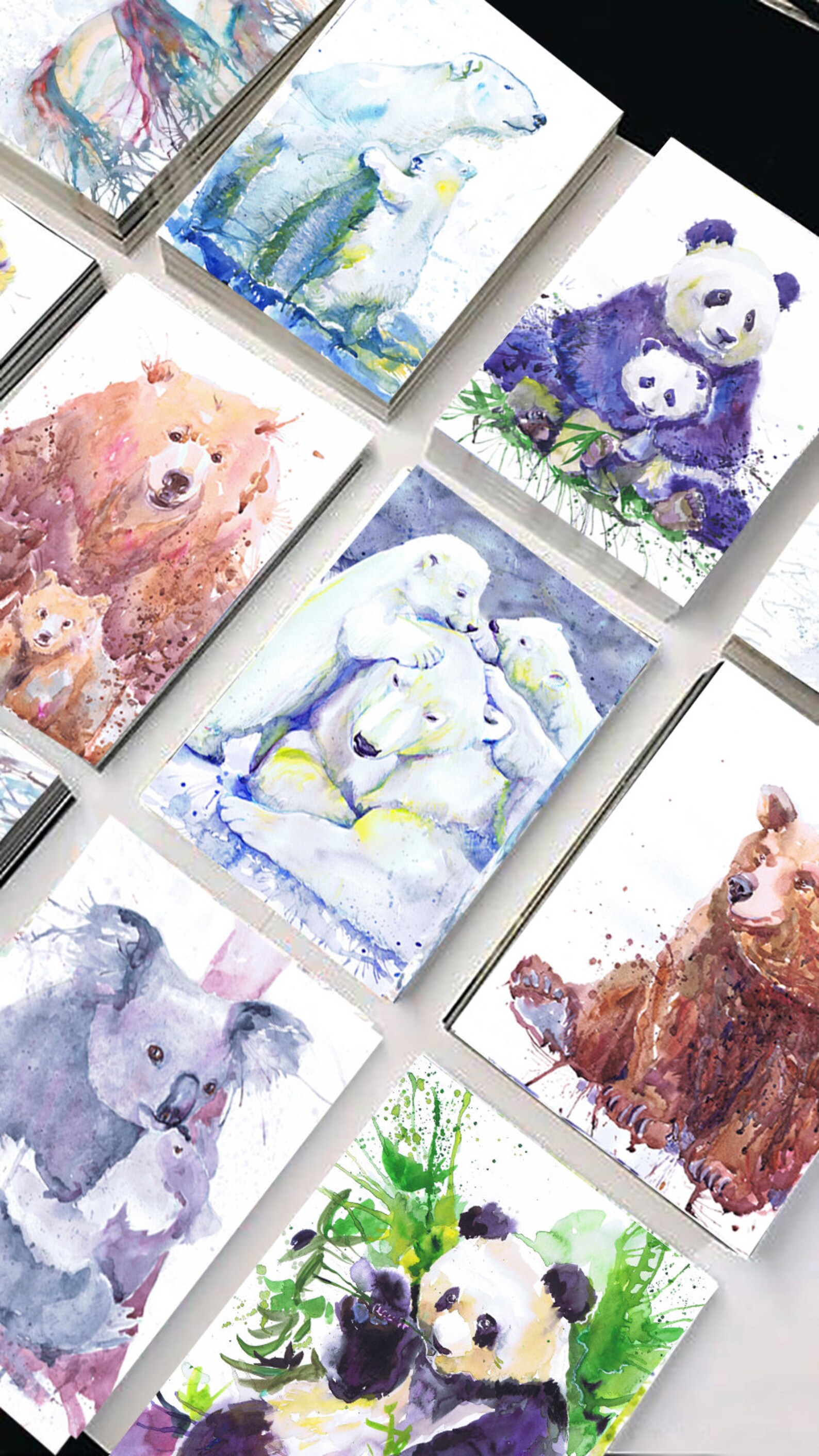 Bear Greeting Cards Pack Fine Art Notecards Watercolor Cards | Etsy