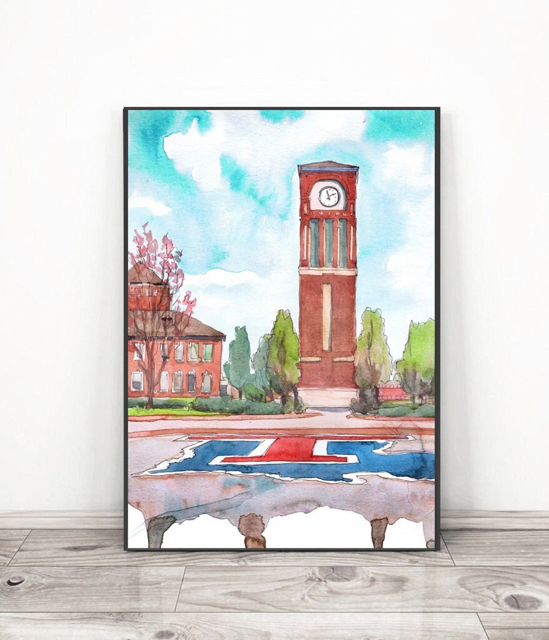 Louisiana Tech University Art Print Painting, Ruston Graduation ...