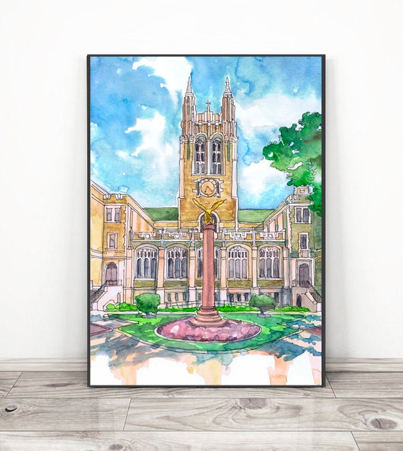 Boston College Art Print Watercolor Painting Abstract | Etsy