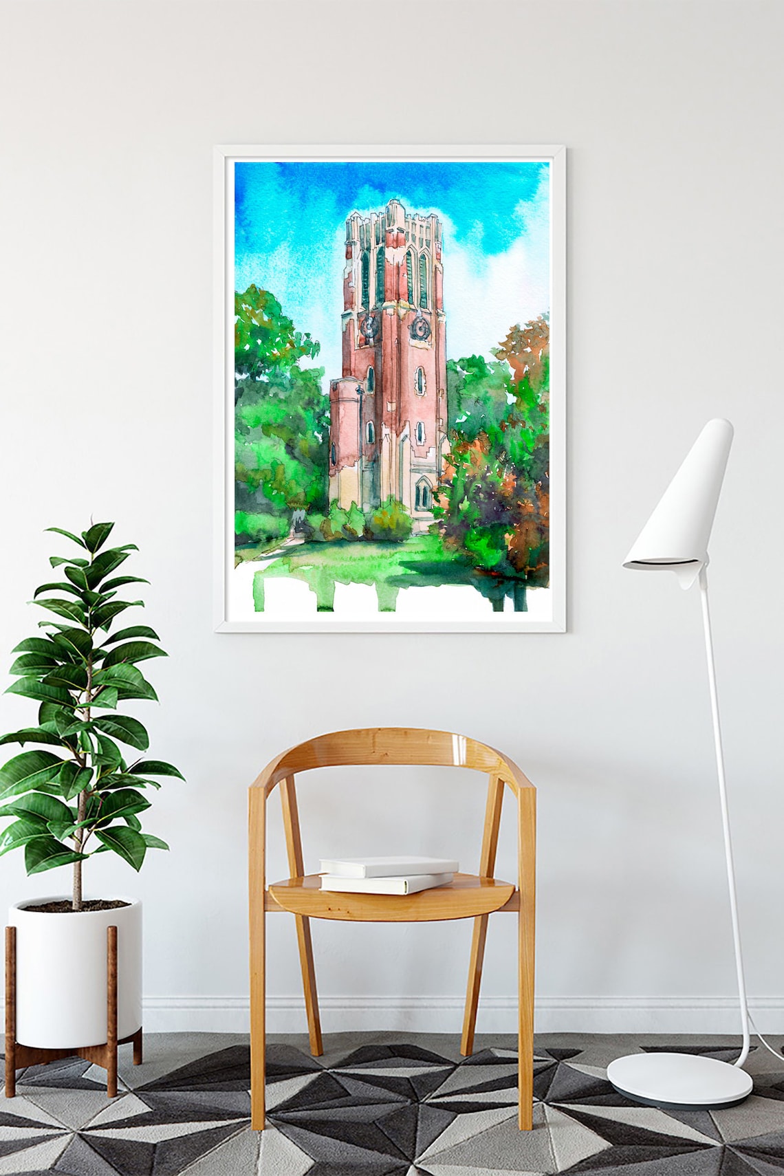 Michigan State University Art Print, Beaumont Tower Watercolor Painting ...
