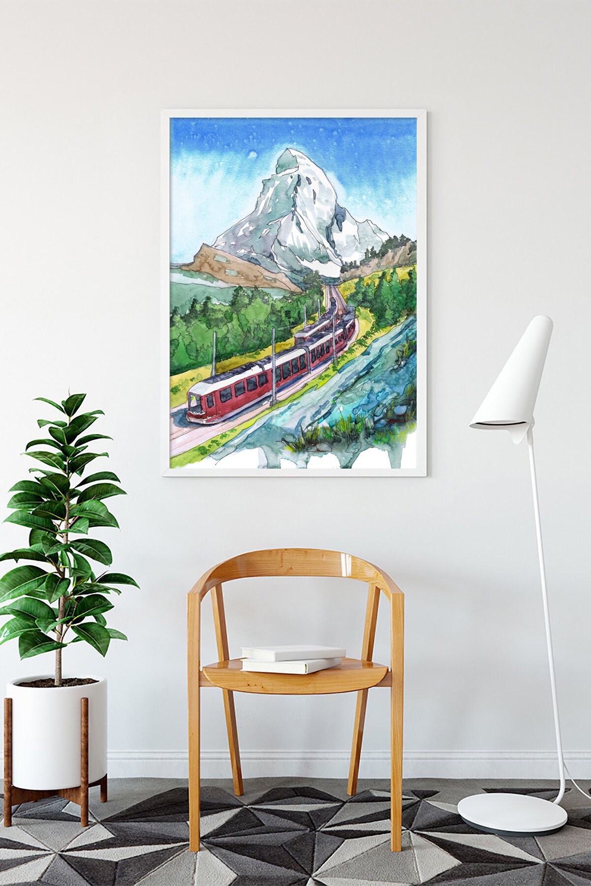 Matterhorn Zermatt print Switzerland painting Swiss Alps | Etsy