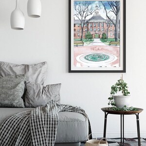 Miami University Ohio Art Print, Watercolor Painting , Oxford Abstract ...
