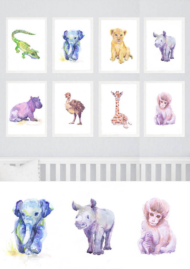 Baby Elephant Art Watercolor Painting Baby Boy Nursery - Etsy