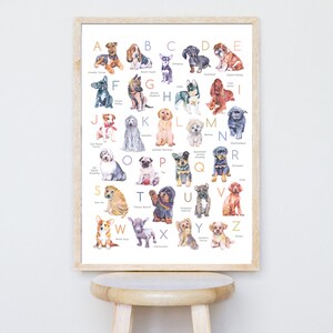 Dog Alphabet Poster ABC Animals Watercolor Alphabet Nursery Art ...