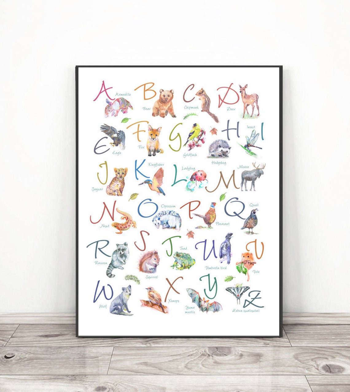 Woodland Alphabet Poster ABC Animals Watercolor Alphabet - Etsy