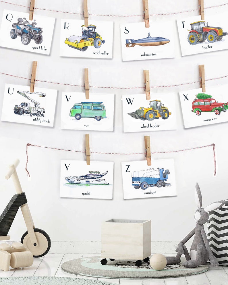 Transportation 26 Fine Art Note Cards Alphabet Car prints | Etsy