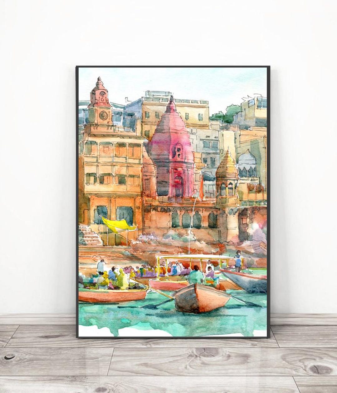 Varanasi, India Art Watercolor Print From Original Painting, Ganges ...