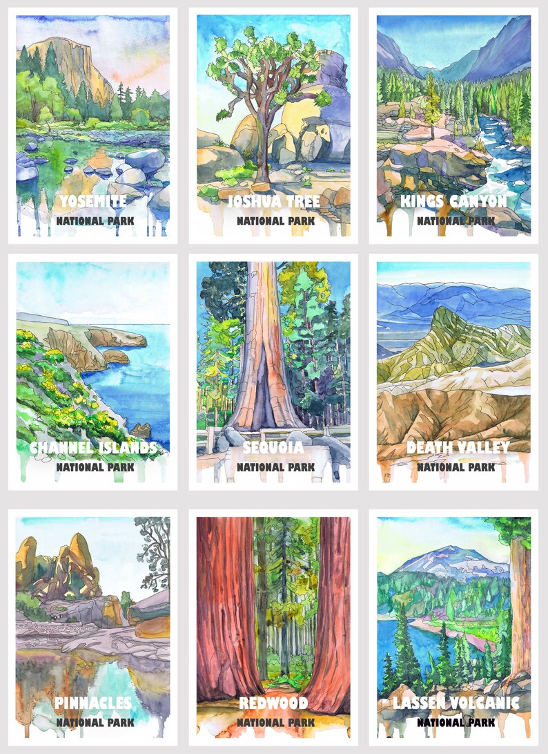 National Parks Postcard Set 12 Postcrossing Art Post Cards - Etsy