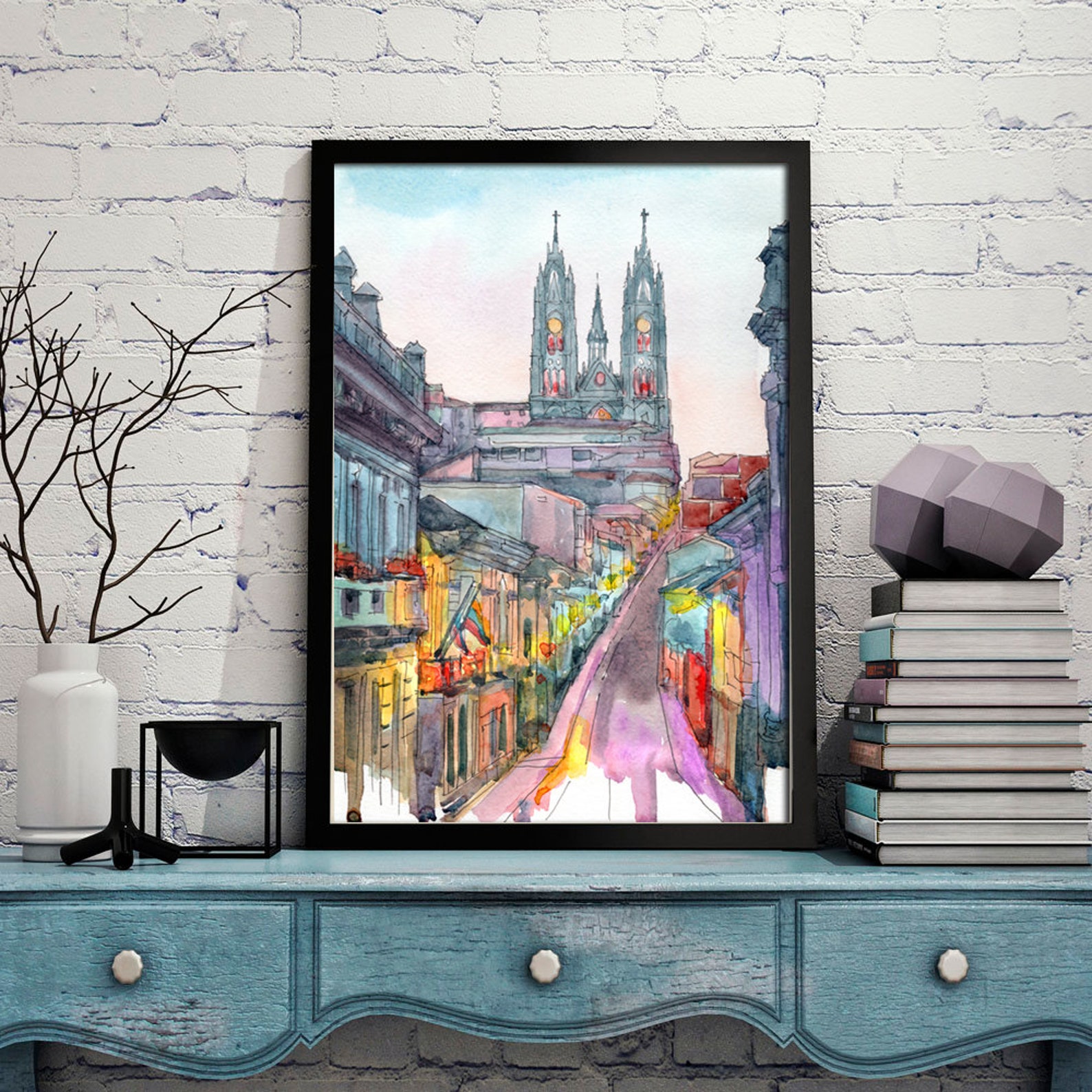 Quito Ecuador Art Print Skyline Watercolor Painting City Art - Etsy