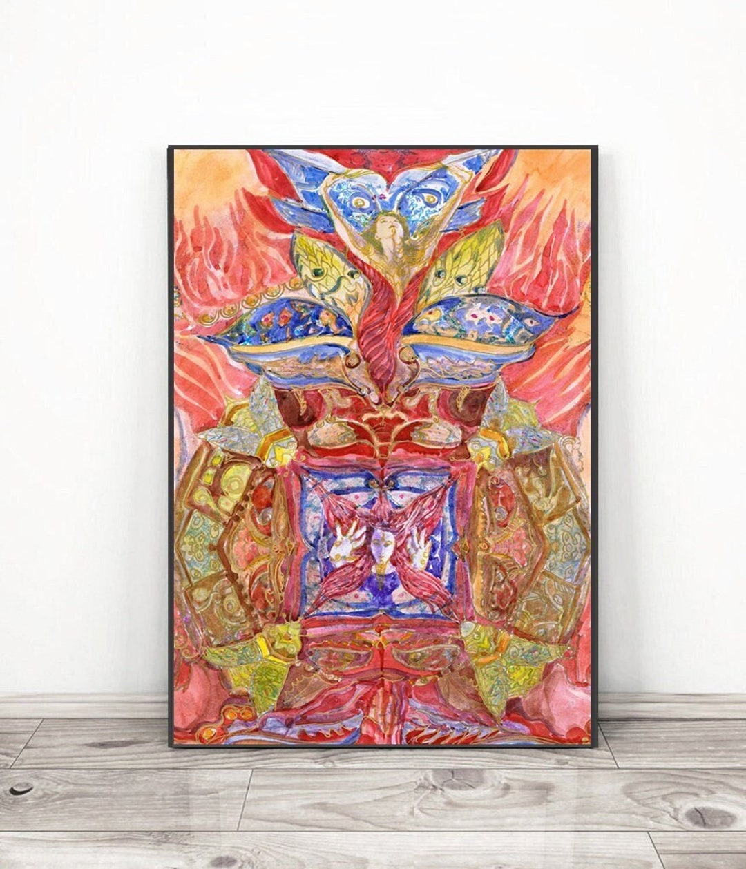 Fire Element Art Print, Goddess Art Fantasy Watercolor Fire Elemental ...