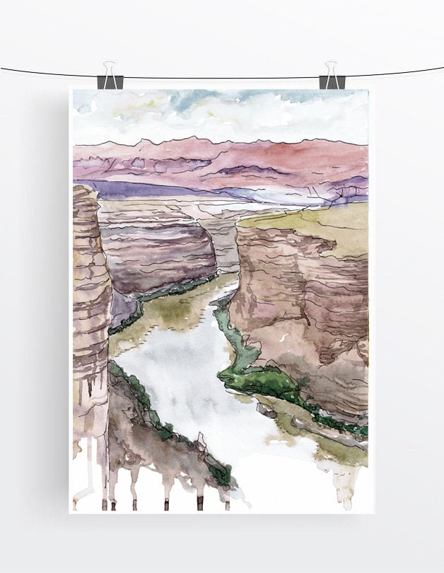 Grand canyon National park Art Travel Poster Watercolor | Etsy