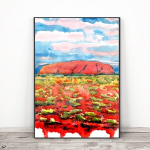 Australia Art Print Uluru Travel Poster Landscape Wall Art - Etsy
