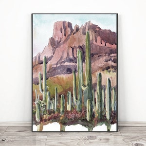 Arizona Art Watercolor Painting Print, Sedona Hiking Wall Art, Oak ...