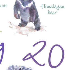 Woodland Animals Numbers Poster, Watercolor Nursery Art, Playroom ...