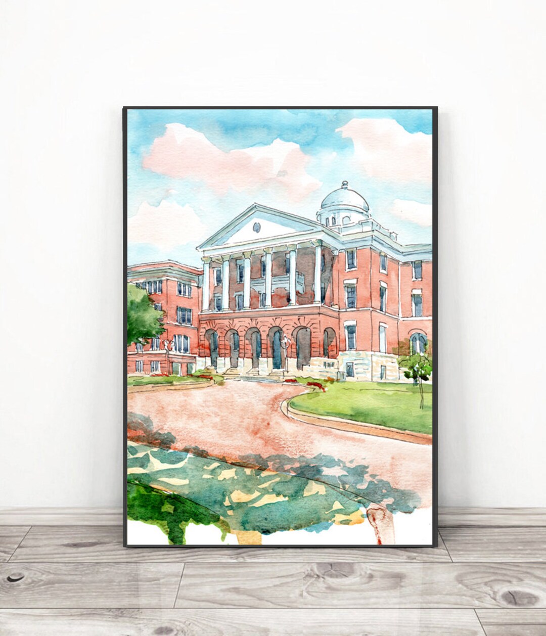 Texas Woman's University at Denton Art Print Watercolor Painting, TWU ...