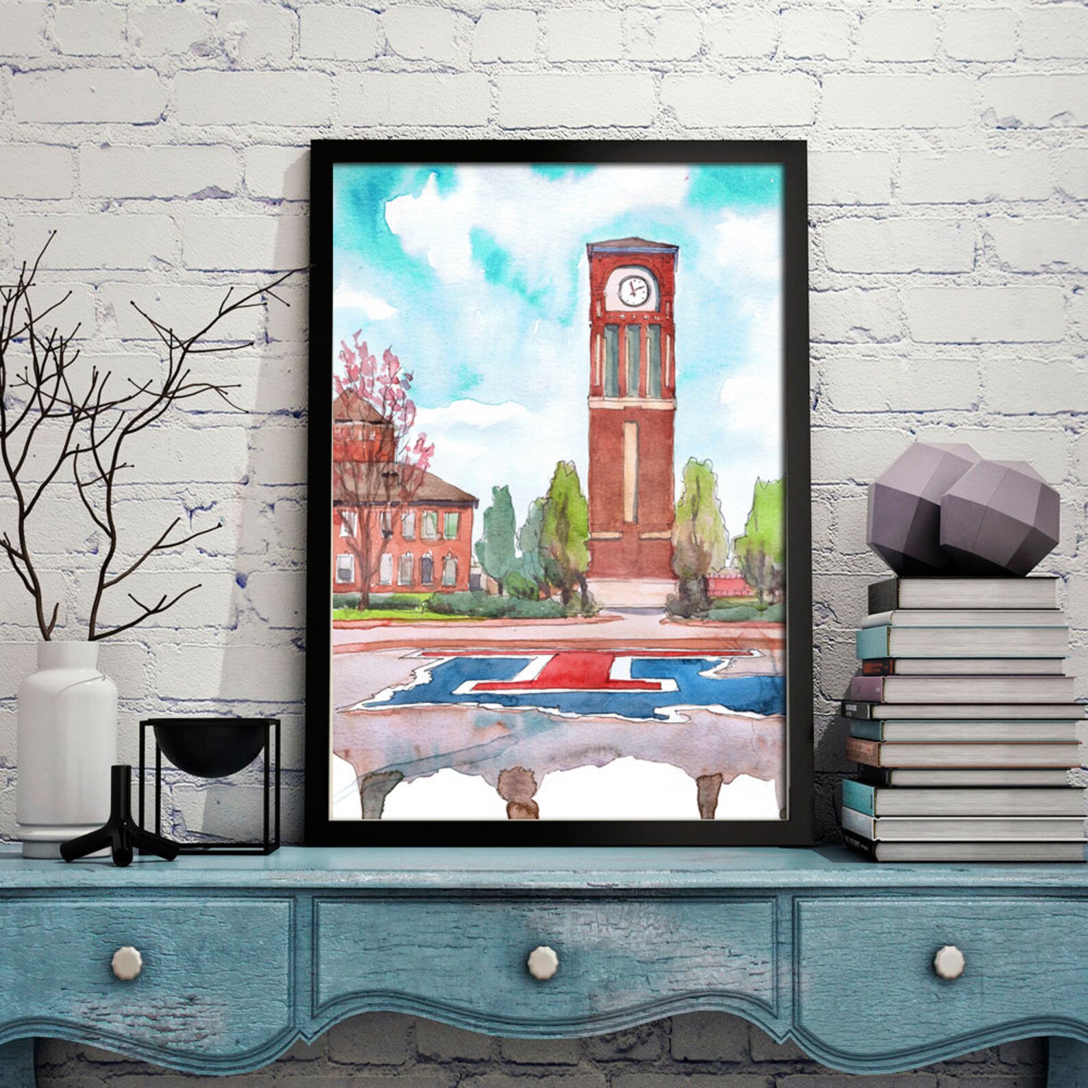 Louisiana Tech University Art Print Painting, Ruston Graduation ...