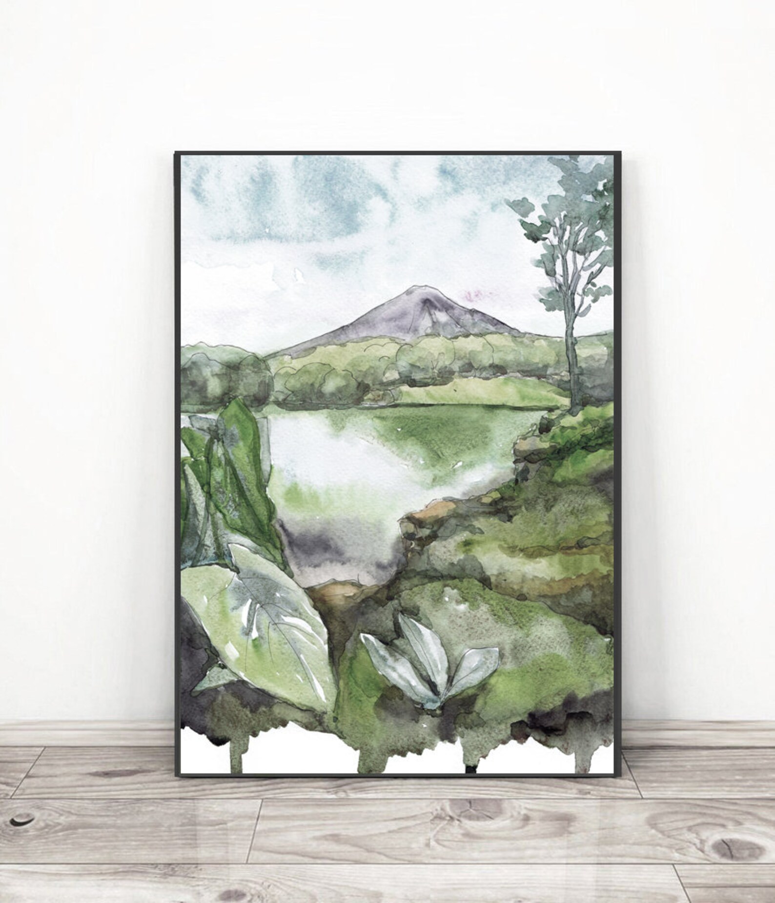Costa Rica Art Arenal Volcano Landscape Watercolor Painting - Etsy