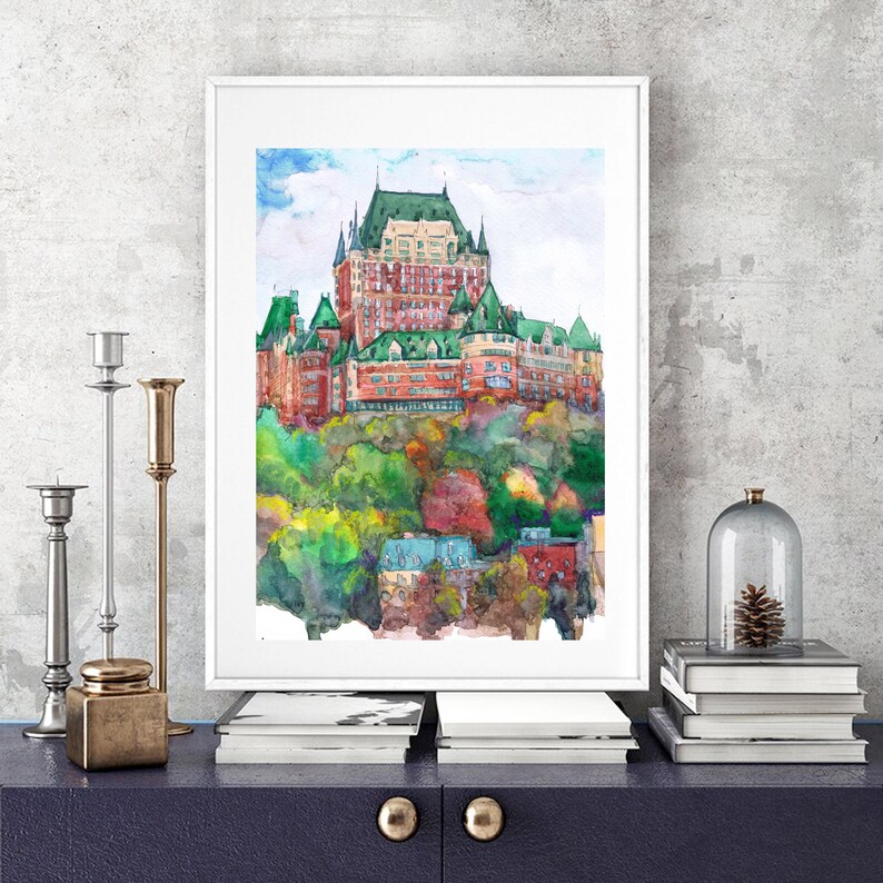 Quebec City Skyline Canada Art Print Watercolor Painting - Etsy