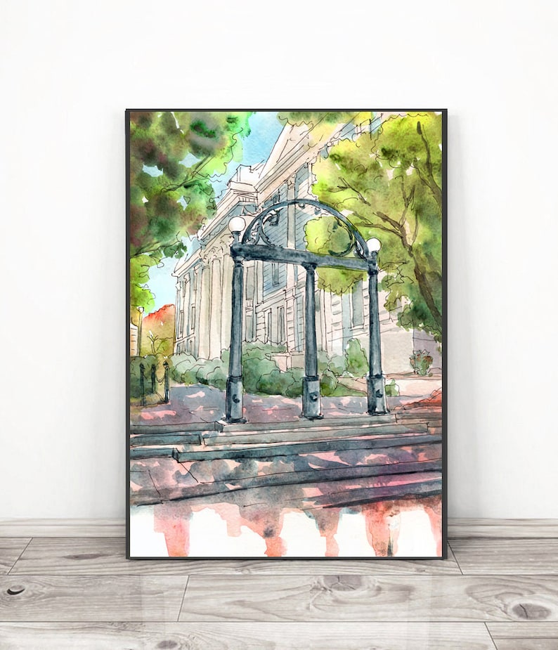 University of Georgia Art UGA Arch Watercolor Painting - Etsy