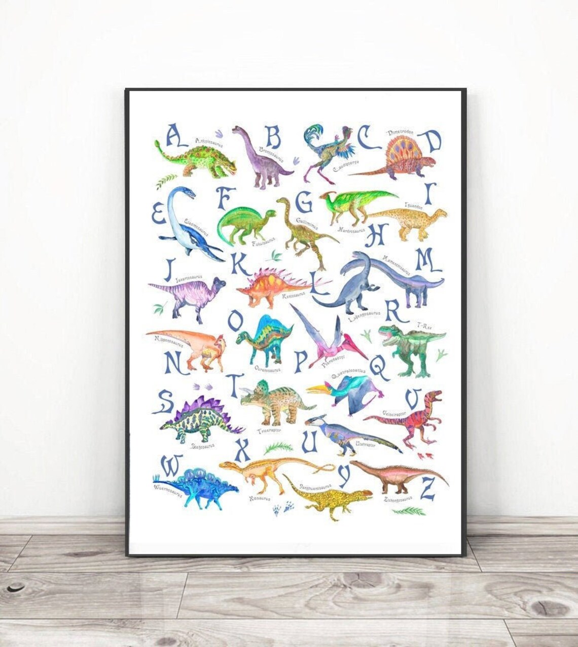 Dinosaur Alphabet Poster Dinosaur Room Decor Watercolor - Etsy