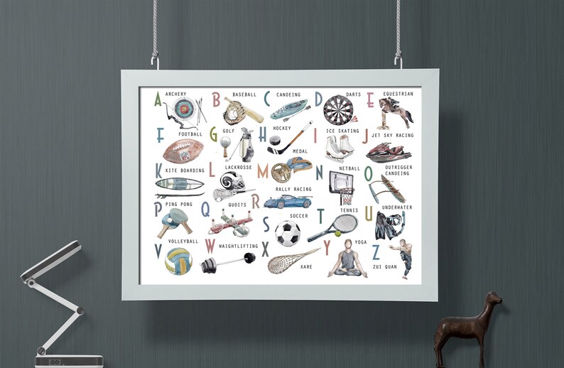 Abc Poster Sport, Alphabet Wall Art, Boy Playroom, Nursery, Classroom ...