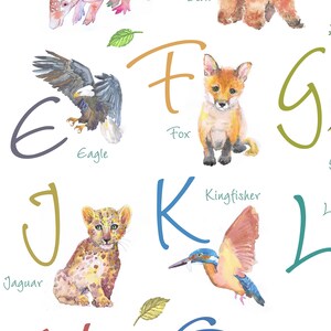 Woodland Alphabet Poster ABC Animals Watercolor Alphabet Nursery Art ...
