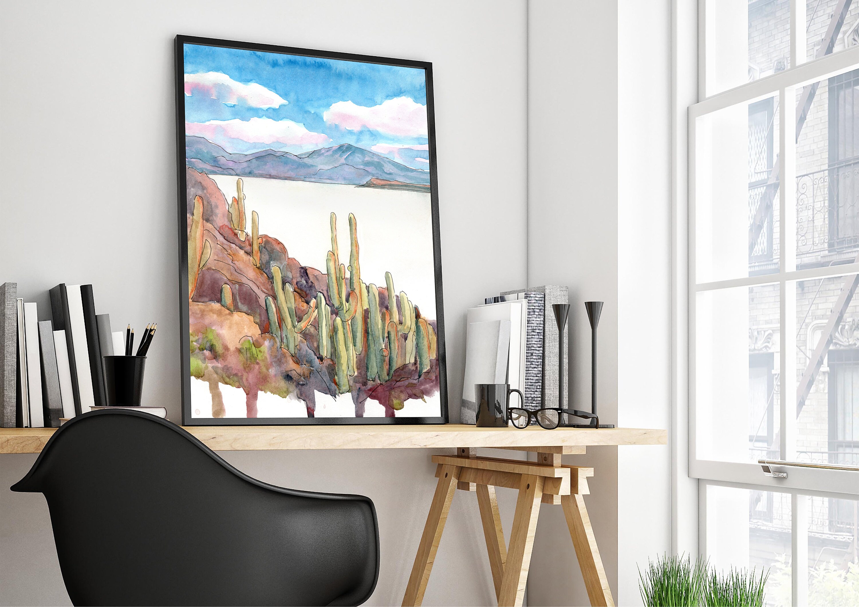 Salar De Uyuni Bolivia Art Print: Watercolor Landscape Painting - Etsy