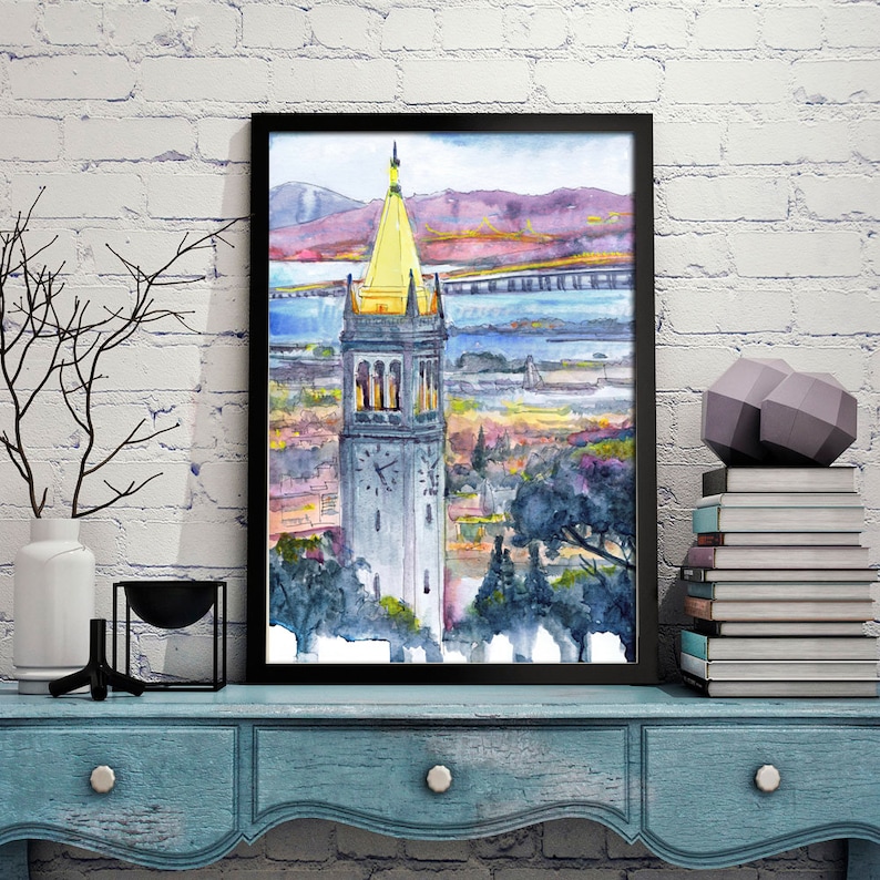 University of California Berkeley Art Print Watercolor | Etsy