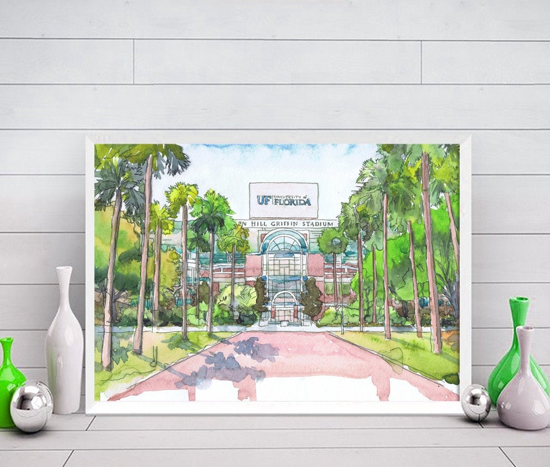 University of Florida Art, Stadium Watercolor Painting Print , Uf Wall ...