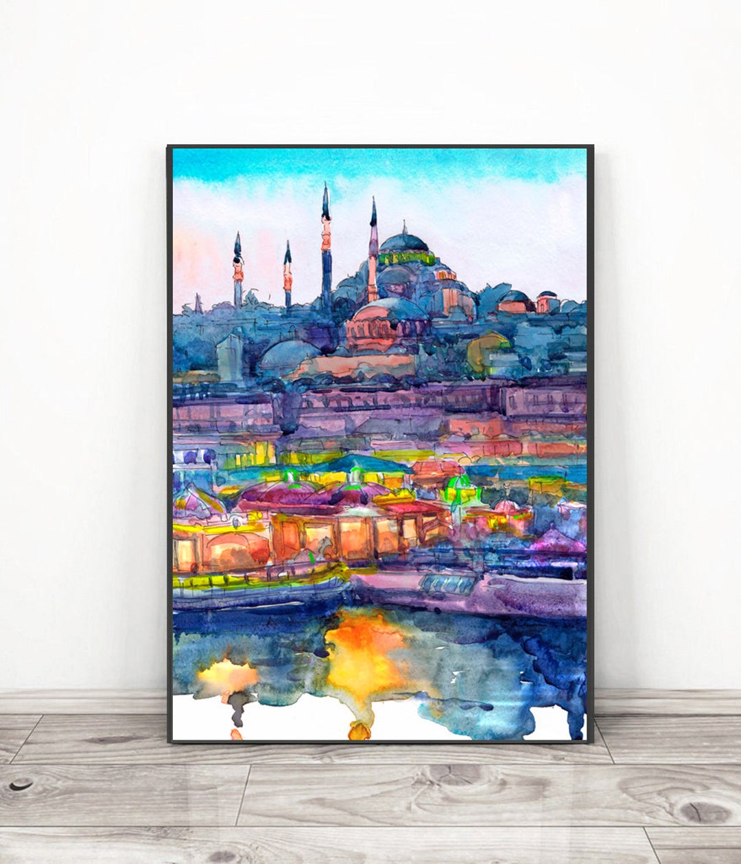 Istanbul Print of Original Watercolor Cityscape Painting, Turkey Travel ...